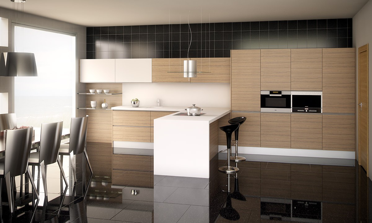 Cocina en línea con península multifunción - Totcocina